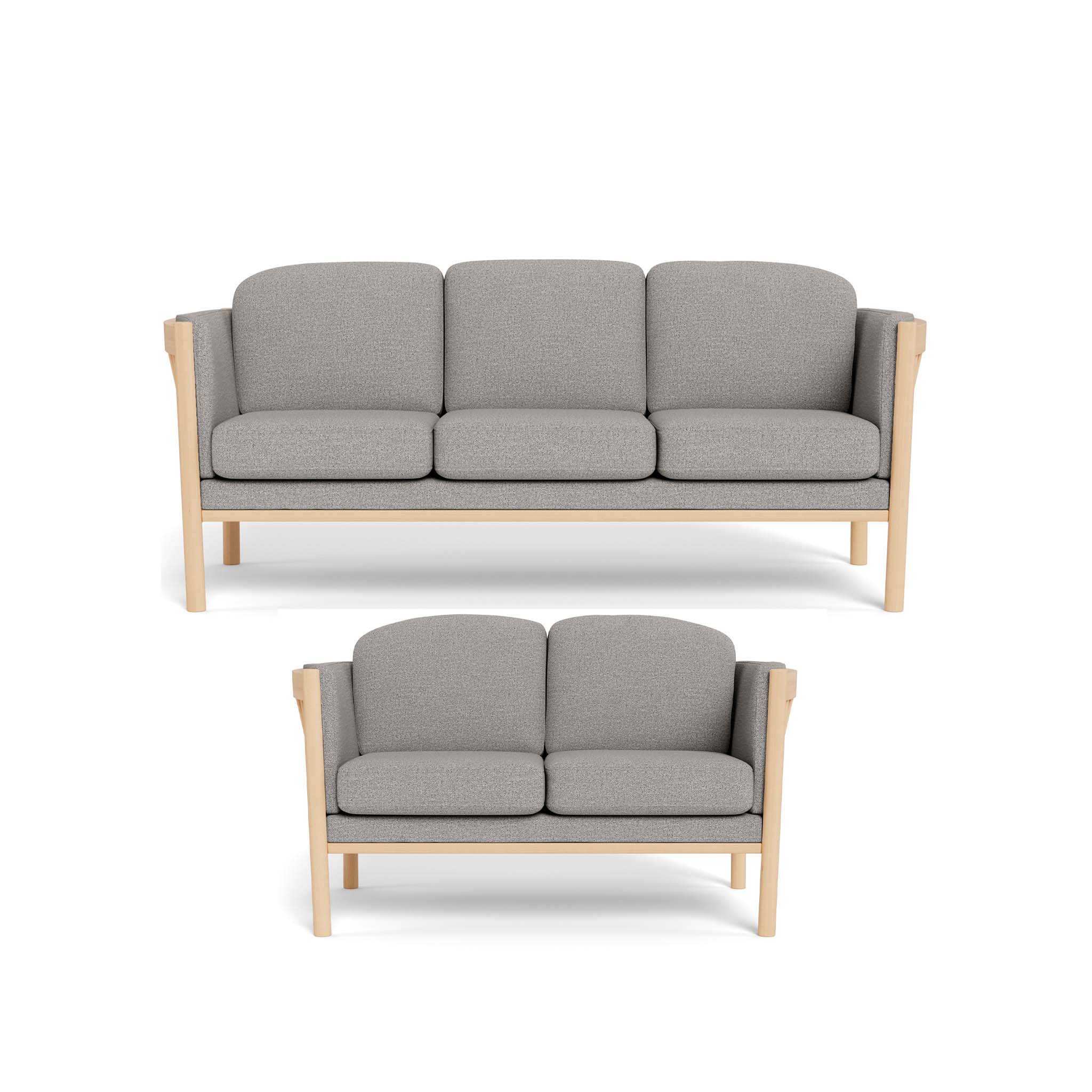 Julie | Sofasæt med tremmer i lysegrå flamingo stof – Hjemme Hos